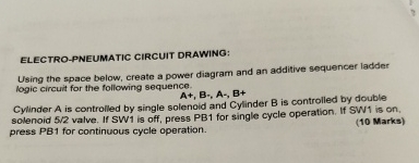 Solved ELECTRO-PNEUMATIC CIRCUIT DRAWING:Using the space | Chegg.com