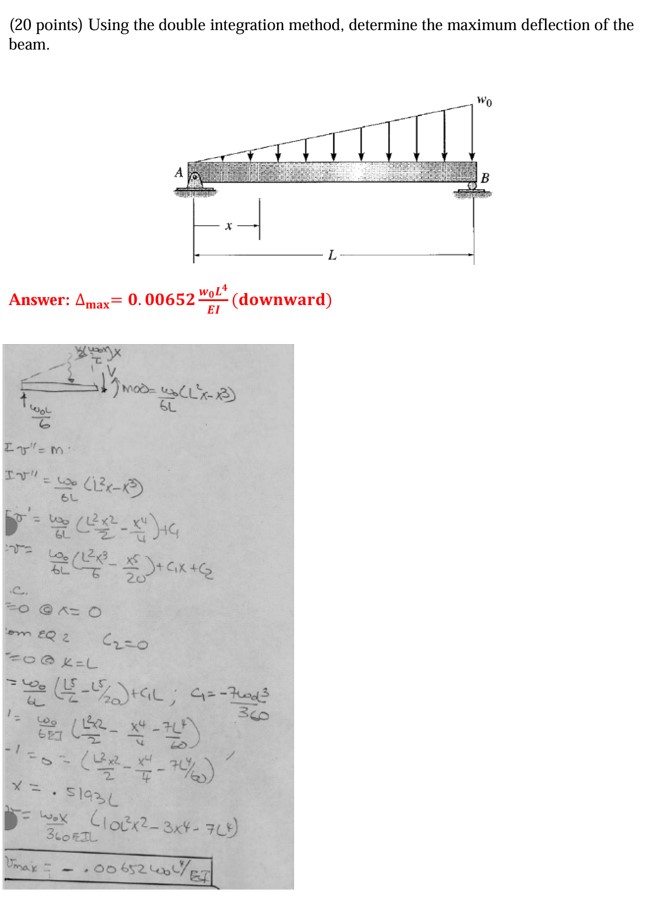 Solved (20 points) Using the double integration method, | Chegg.com Solved (20 points) Using the double integration method, | Chegg.com