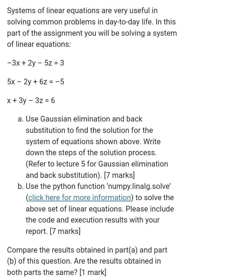 Solved Systems of linear equations are very useful in | Chegg.com
