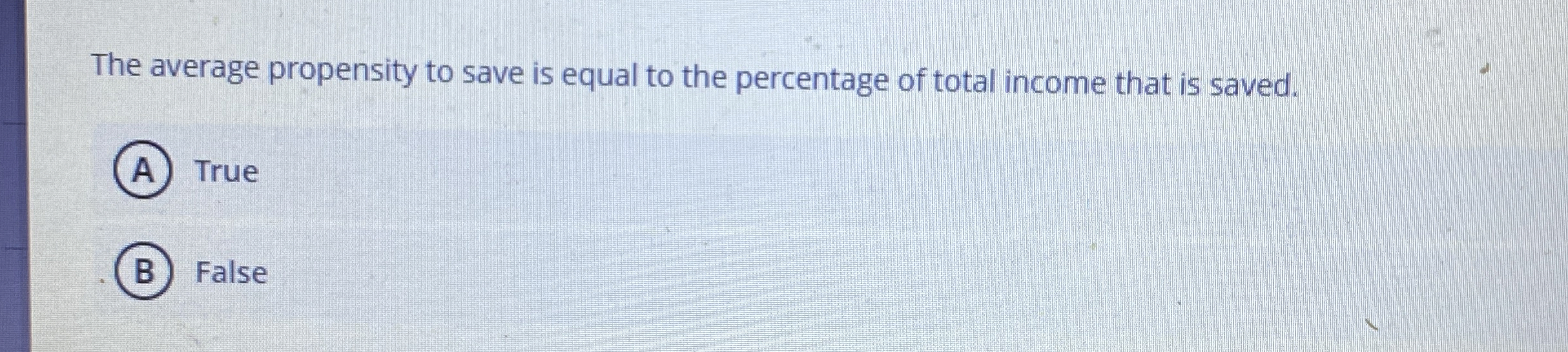 Solved The average propensity to save is equal to the | Chegg.com