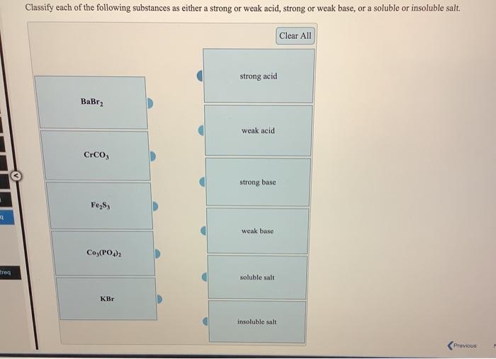 Solved Classify each of the following substances as either a | Chegg.com