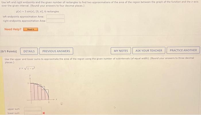 Solved Use left and right endpoints and the given number of | Chegg.com