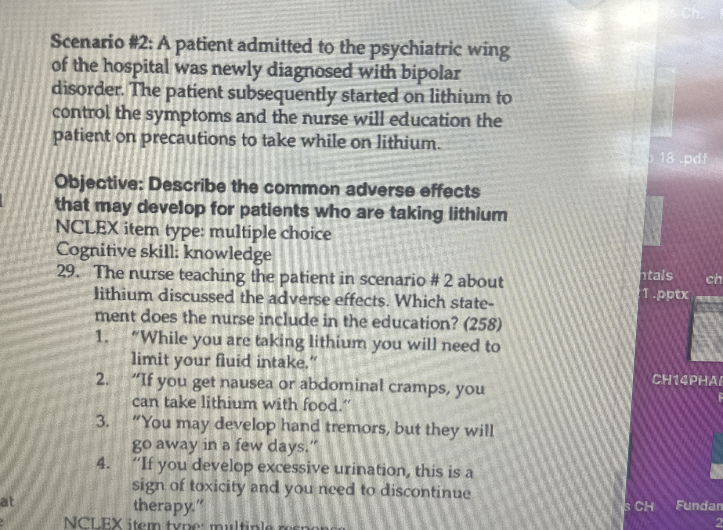 Solved Scenario #2: A patient admitted to the psychiatric | Chegg.com