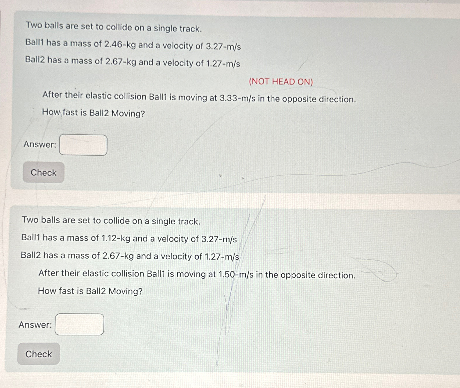 Solved Two balls are set to collide on a single track.Ball1 | Chegg.com
