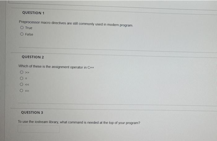 Solved QUESTION 1 Preprocessor macro directives are still | Chegg.com