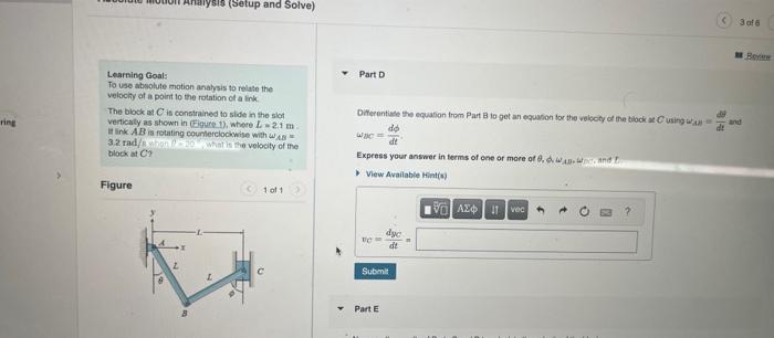Solved Absolute Motion Analysis (Setup and Solve) Learning | Chegg.com