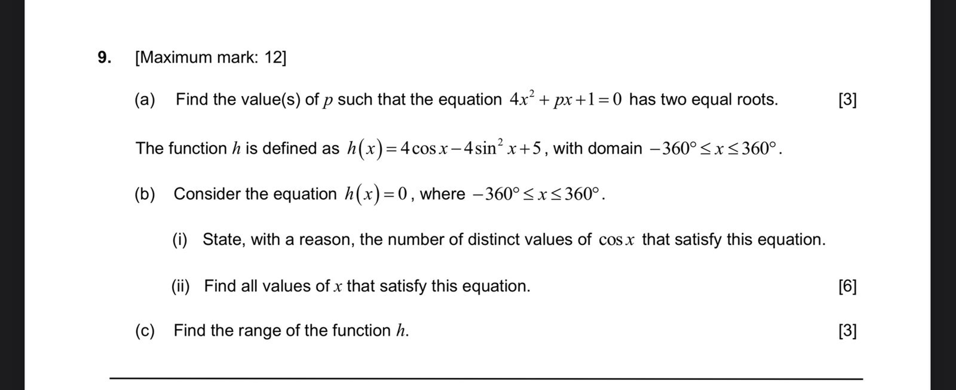 Solved [Maximum mark: 12](a) ﻿Find the value(s) ﻿of p ﻿such | Chegg.com