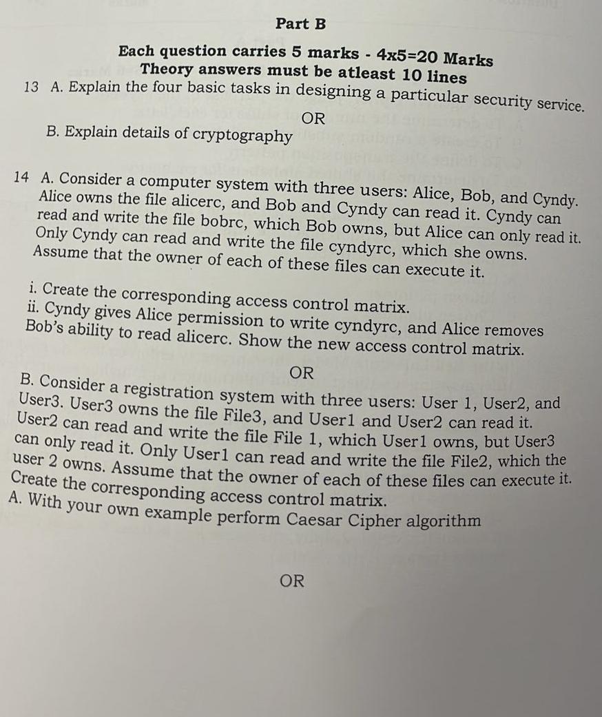 Solved Part BEach question carries 5 ﻿marks - 4x5=20 ﻿Marks | Chegg.com
