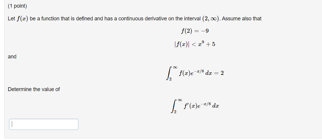 Solved (1 ﻿point)Let f(x) ﻿be a function that is defined and | Chegg.com