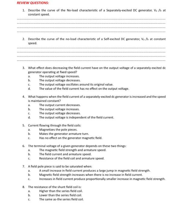 Solved REVIEW QUESTIONS: 1. Describe the curve of the | Chegg.com