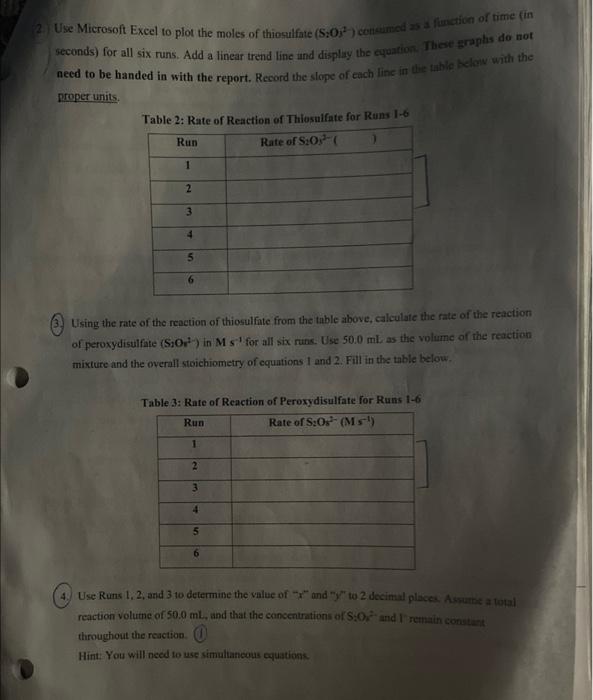 2. Use Microsoft Excel to plot the moles of | Chegg.com