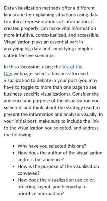 Solved Data visualization methods offer a different | Chegg.com
