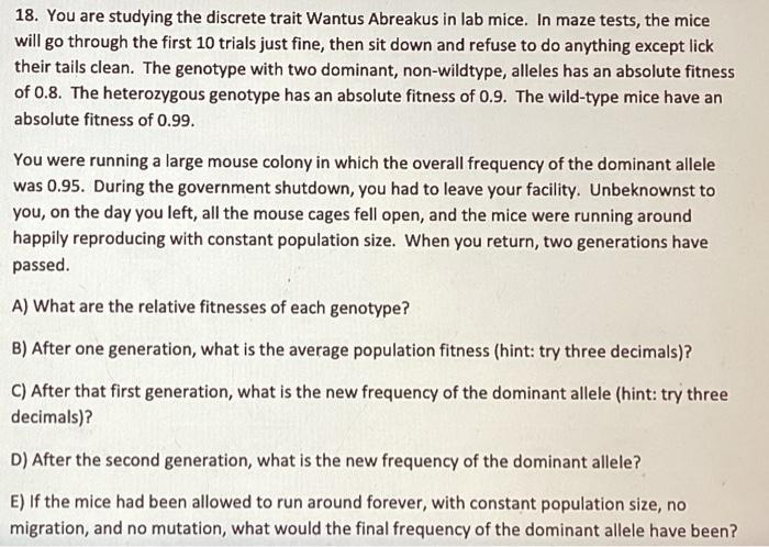 Solved You are studying the discrete trait Wantus Abreakus | Chegg.com