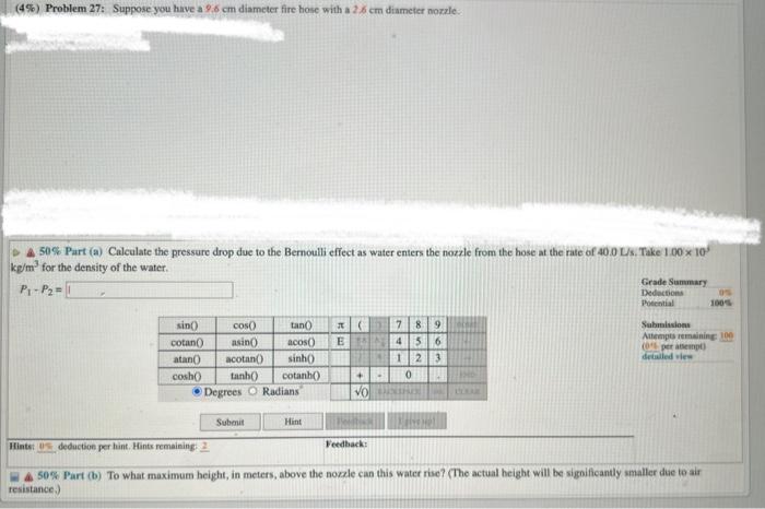 Solved (4\%) Problem 27: Suppose you hive a 9.6 cm diameter | Chegg.com