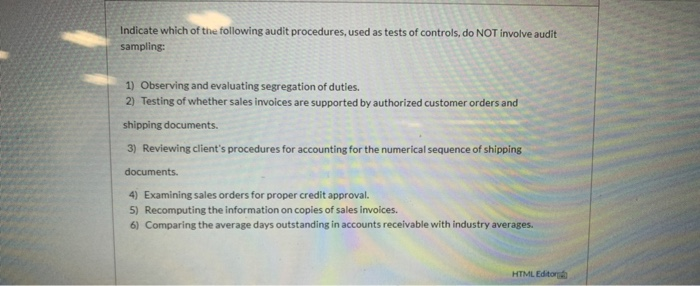 Solved Indicate which of the following audit procedures, | Chegg.com