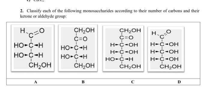 Solved 2. Classify each of the following monosaccharides | Chegg.com Solved 2. Classify each of the following monosaccharides | Chegg.com