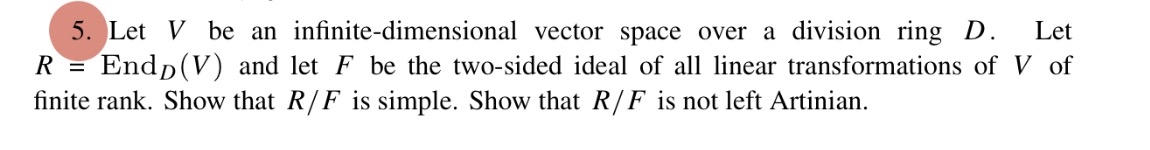 Solved Let V ﻿be an infinite-dimensional vector space over a | Chegg.com