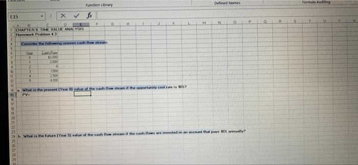 Solved Defined Names Formula Auditing Function Library F15 + | Chegg.com