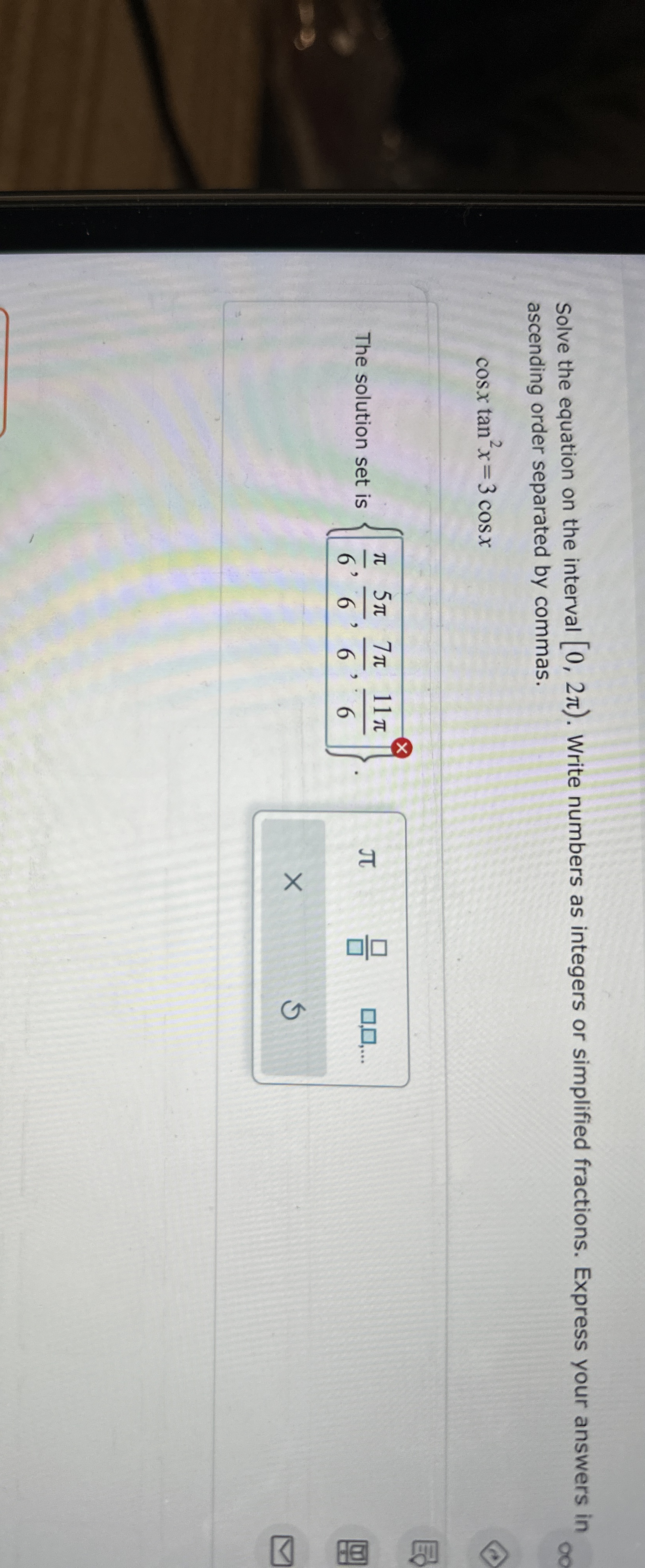 Solved Solve the equation on the interval [0,2π). ﻿Write | Chegg.com