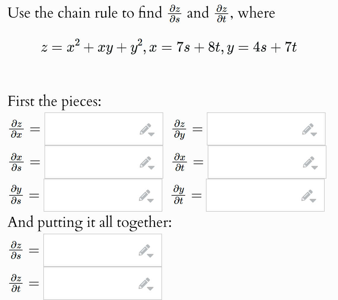 Solved Use the chain rule to ﻿find delzdels ﻿and delzdelt, | Chegg.com