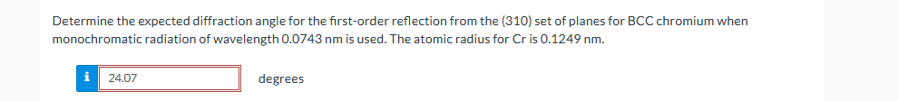 Solved Determine the expected diffraction angle for the | Chegg.com