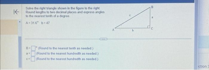 Solved Solve the right triangle shown in the figure to the | Chegg.com