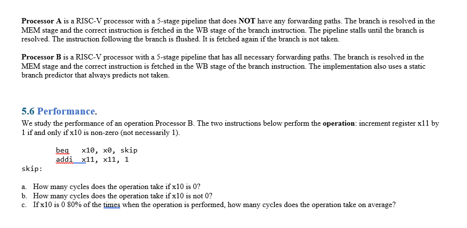 Solved Processor A is a RISC-V processor with a 5-stage | Chegg.com