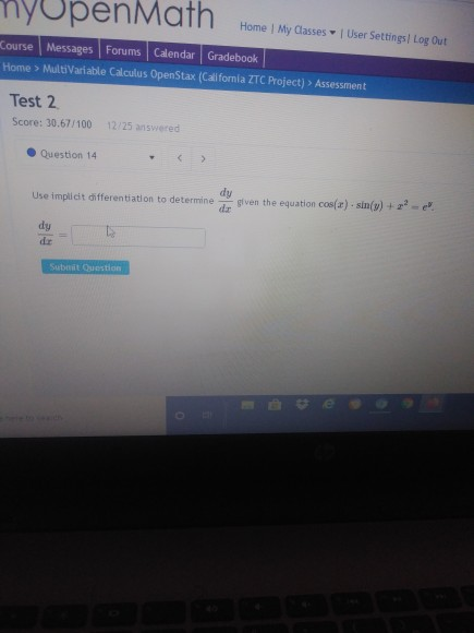Solved myOpenMath Home My Classes - User Settings Log Out | Chegg.com