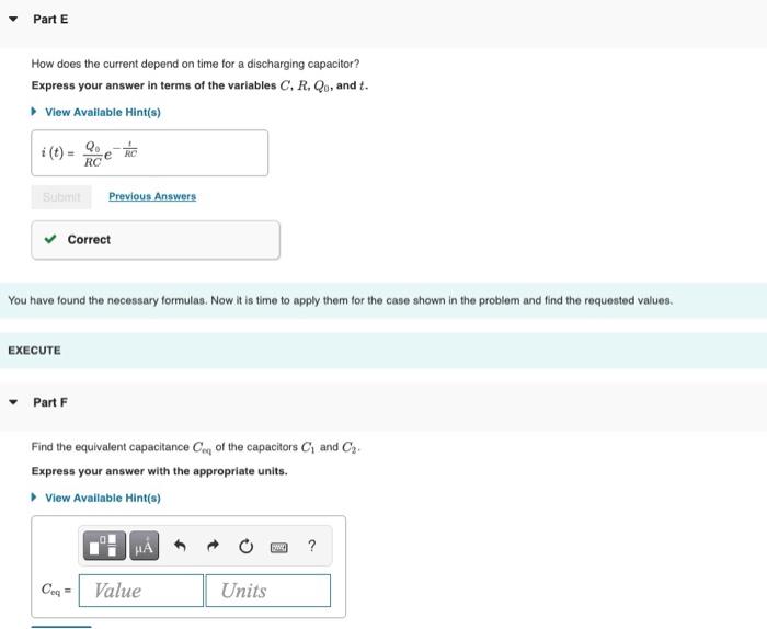 Solved Part E How does the current depend on time for a | Chegg.com