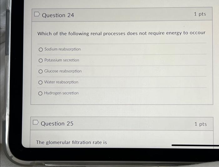 Solved Which of the following renal processes does not | Chegg.com