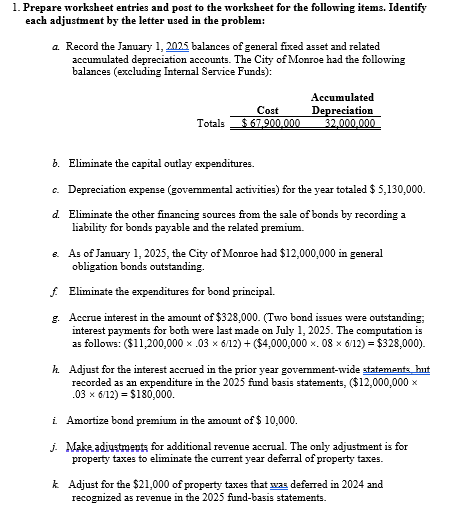 Prepare worksheet entries and post to ﻿the worksheet | Chegg.com