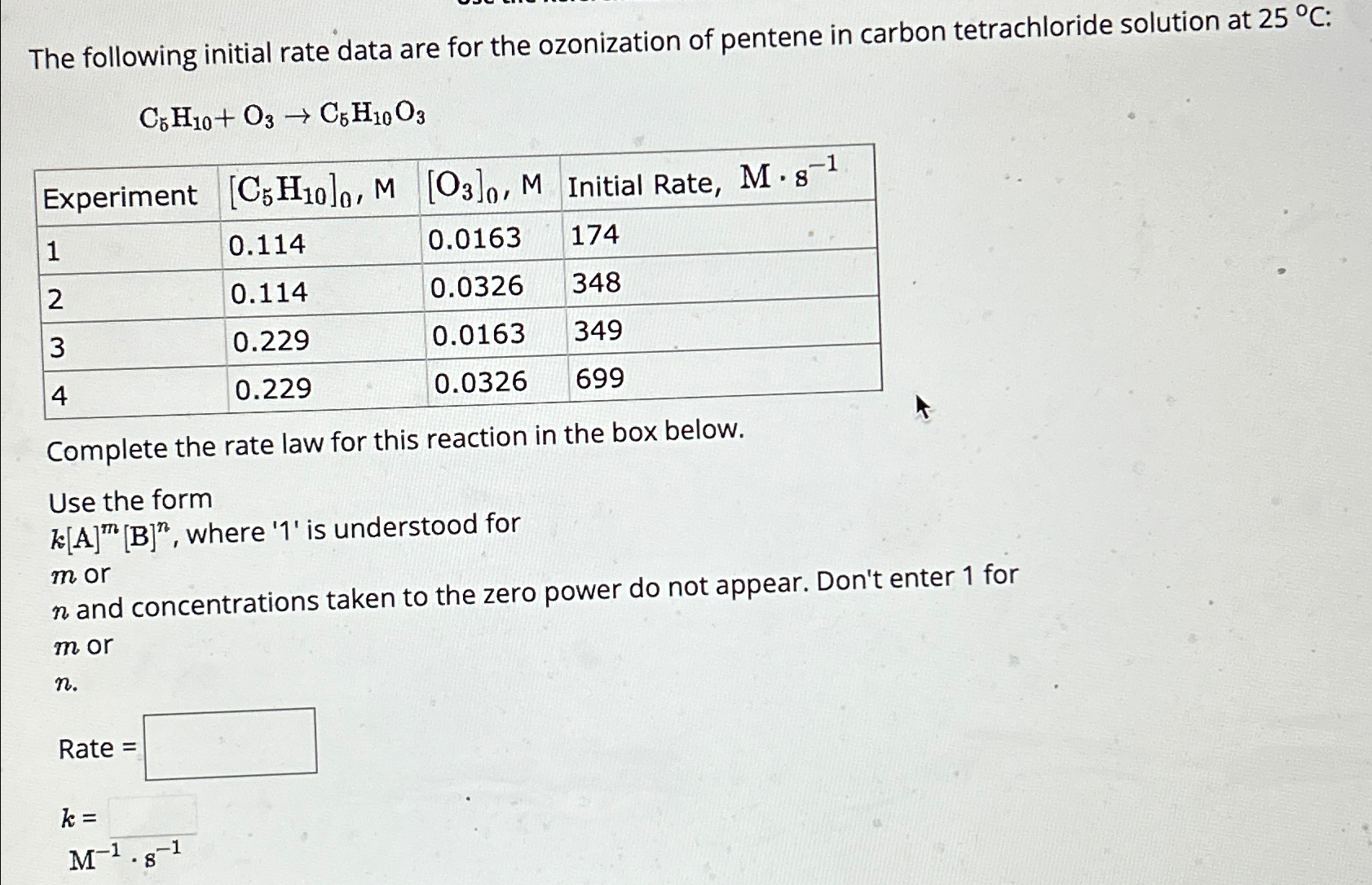 Solved The following initial rate data are for the | Chegg.com