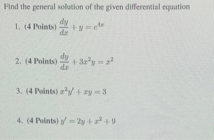 Solved Find the general solution of the given differential | Chegg.com