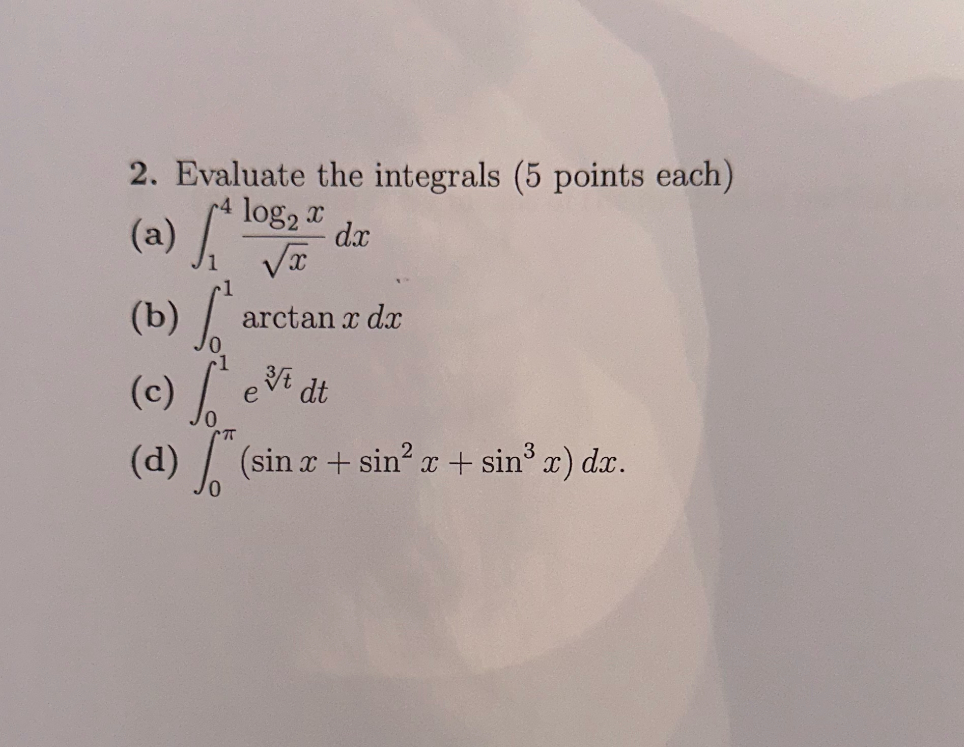 Solved Evaluate the integrals (5 ﻿points | Chegg.com