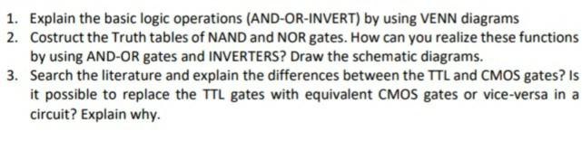 Solved 1. Explain the basic logic operations (AND-OR-INVERT) | Chegg.com