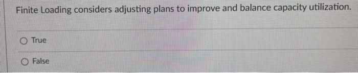 Solved Finite Loading considers adjusting plans to improve | Chegg.com