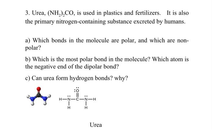 Solved 3. Urea, (NH2)2CO, is used in plastics and | Chegg.com