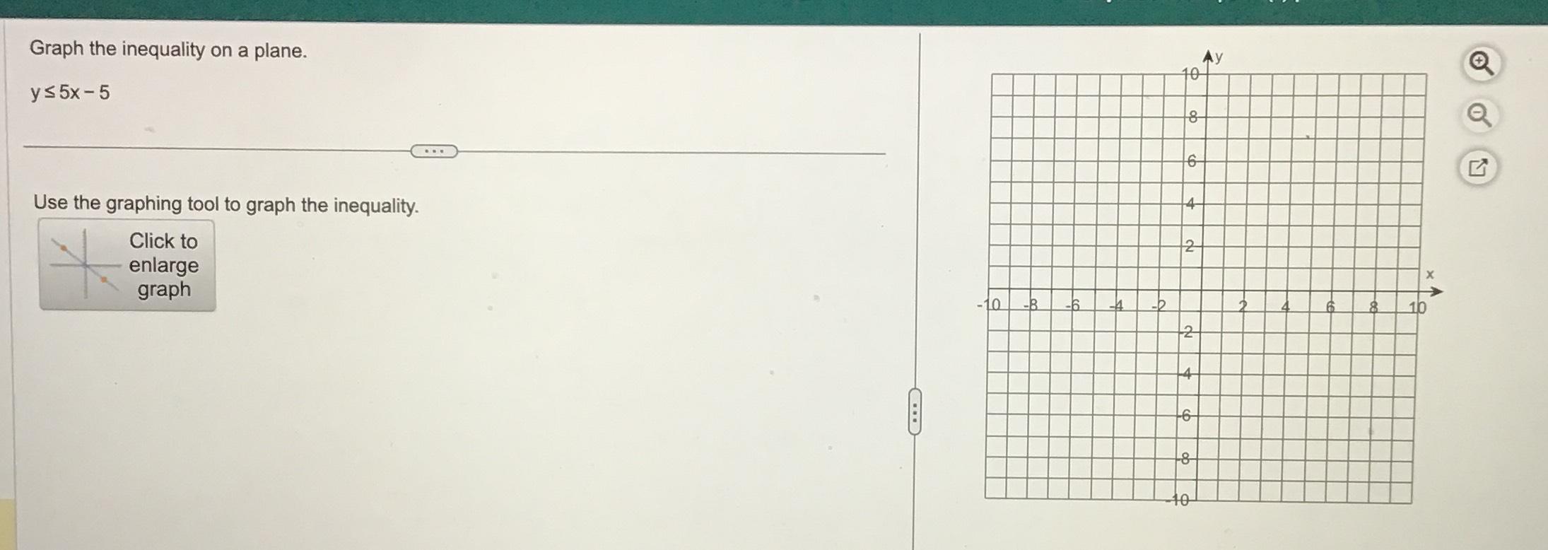 Solved Graph the inequality on a plane.y≤5x-5Use the | Chegg.com