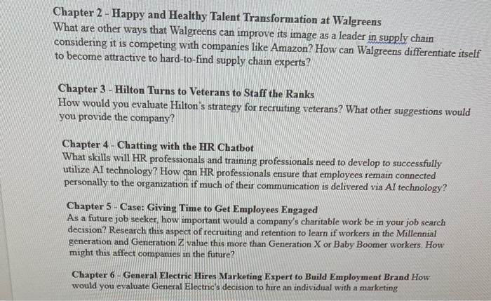 Solved Chapter 2 - Happy and Healthy Talent Transformation | Chegg.com