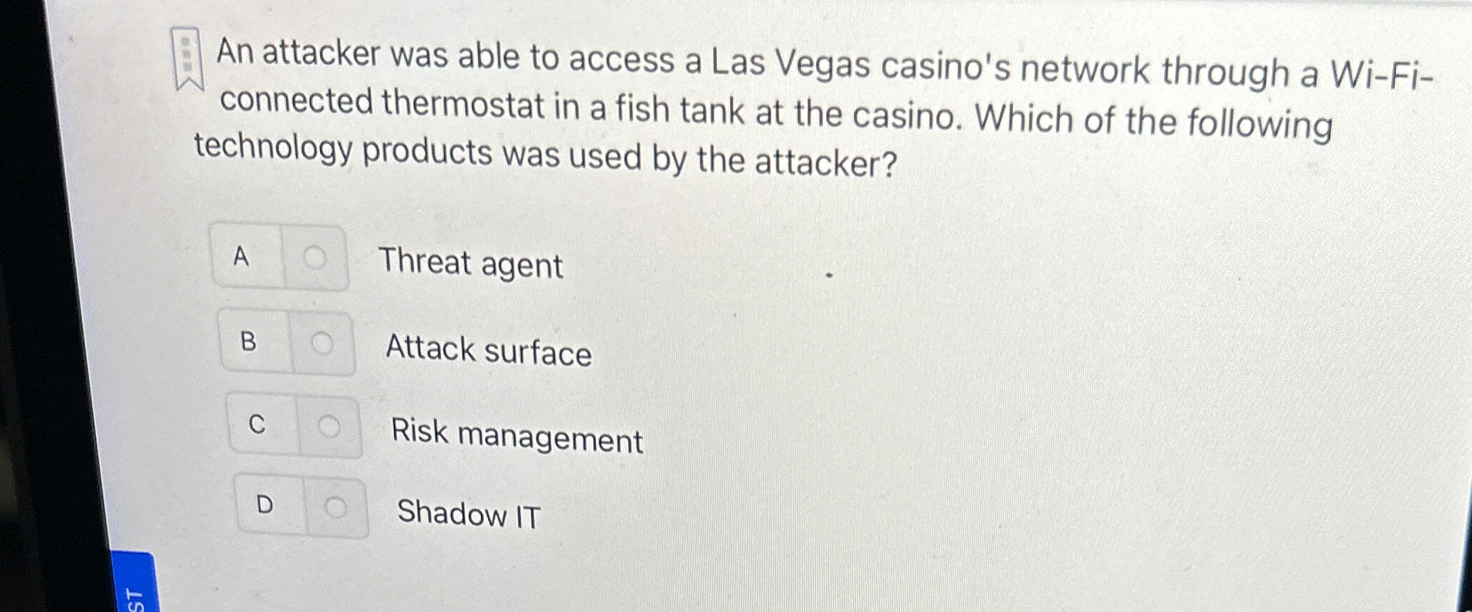 Solved An attacker was able to access a Las Vegas casino's | Chegg.com
