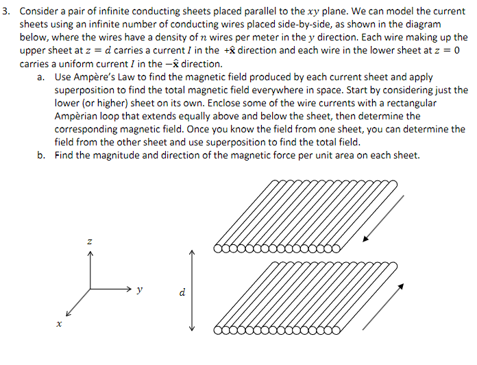 Consider a pair of infinite conducting sheets placed | Chegg.com
