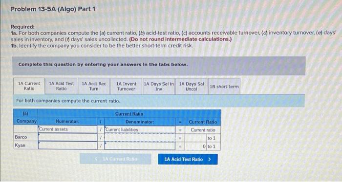 Solved Required information Problem 13-5A (Algo) Comparative | Chegg.com