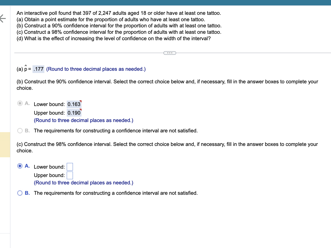 Solved An interactive poll found that 397 ﻿of 2,247 ﻿adults | Chegg.com