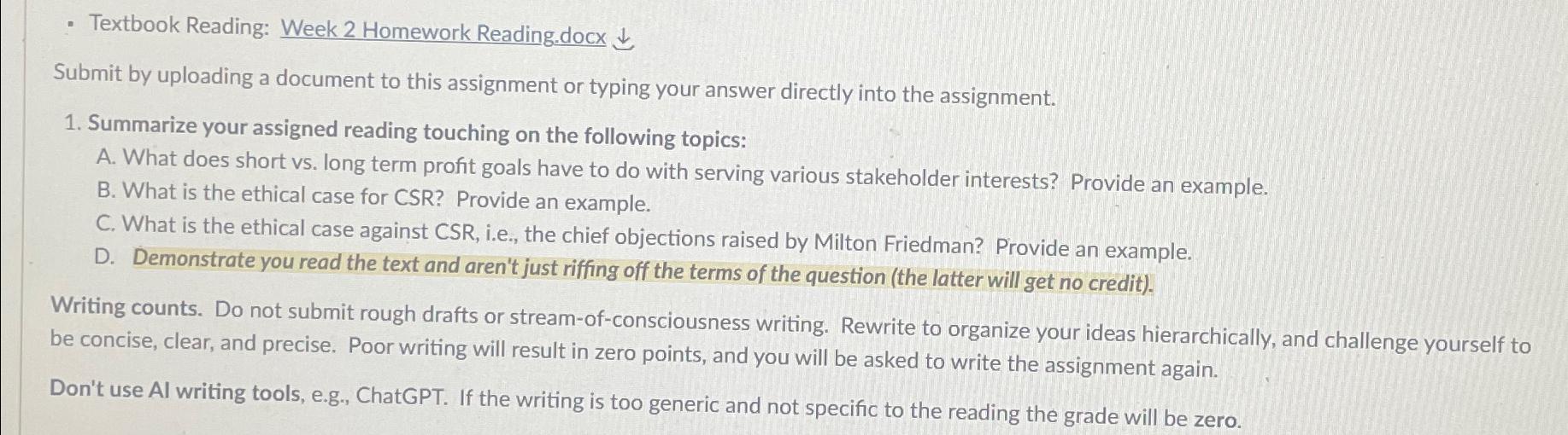Solved Textbook Reading: Week 2 ﻿Homework Reading.docx | Chegg.com