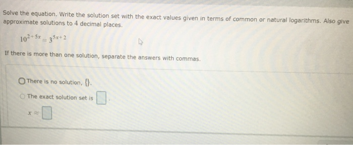Solved Solve The Equation Write The Solution Set With The