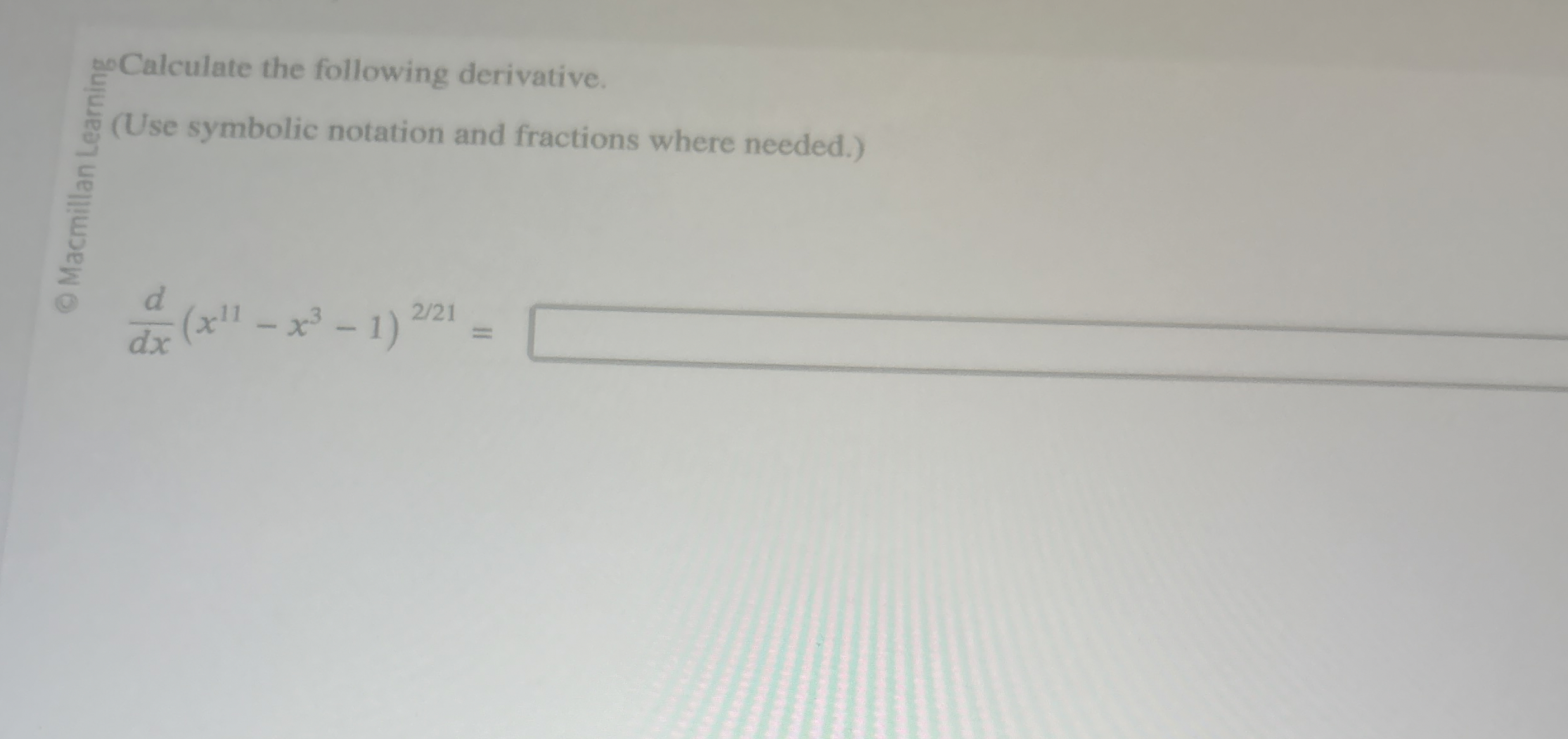 Solved Calculate the following derivative.(Use symbolic | Chegg.com