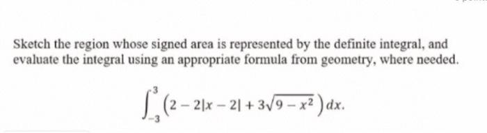 Solved Sketch the region whose signed area is represented by | Chegg.com
