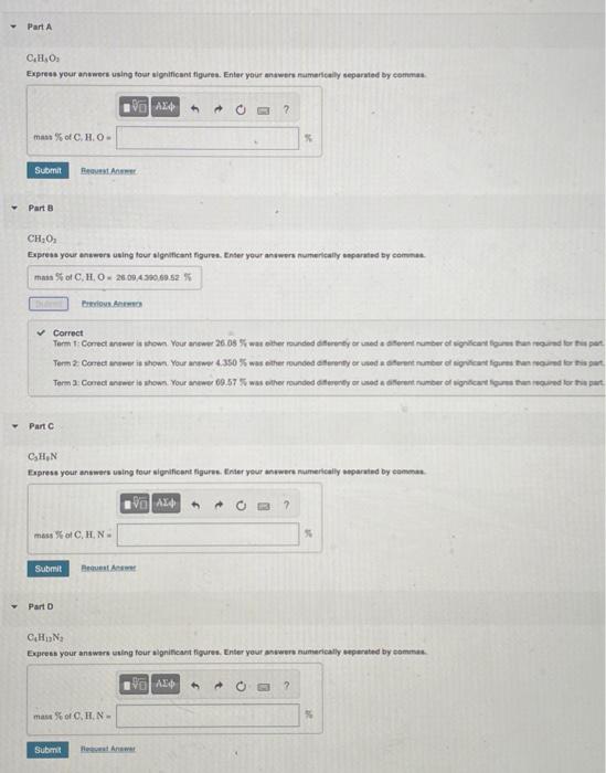 Solved calculate the mass percent composition of each | Chegg.com