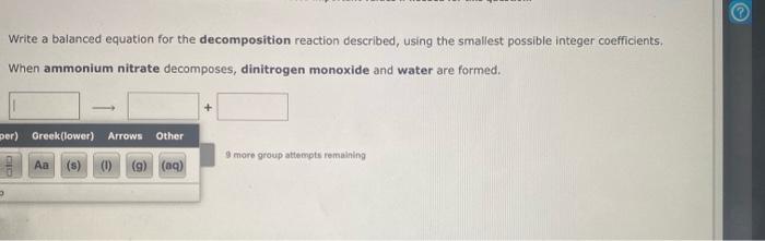 Solved Write a balanced equation for the decomposition | Chegg.com