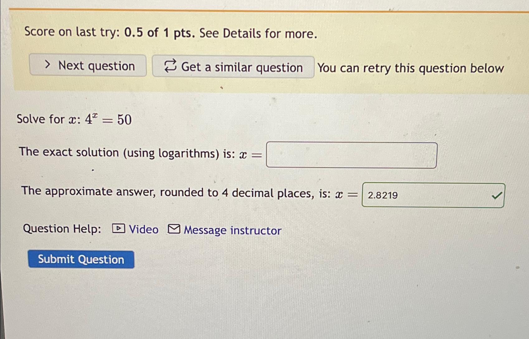 Solved Score on last try: 0.5 ﻿of 1 ﻿pts. ﻿See Details for | Chegg.com